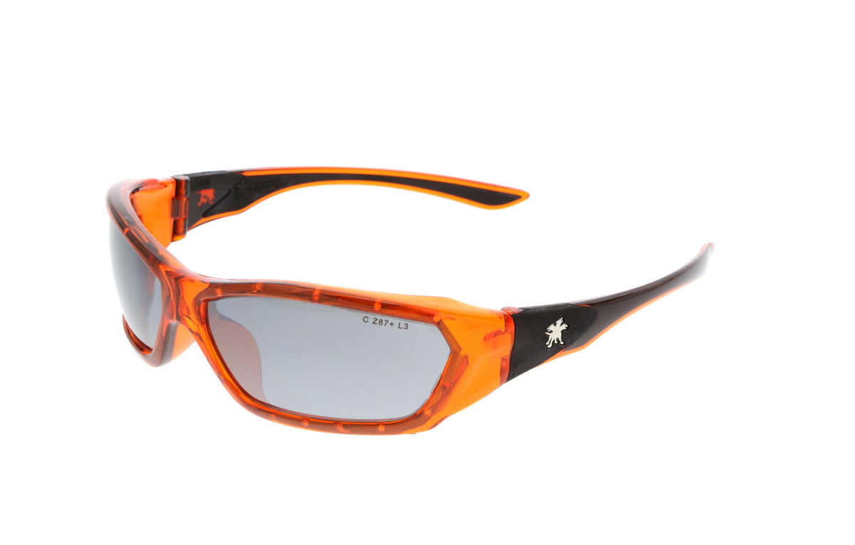 MCR ForceFlex® FF1 Series Crystal Orange Safety Glasses - Silver Mirro