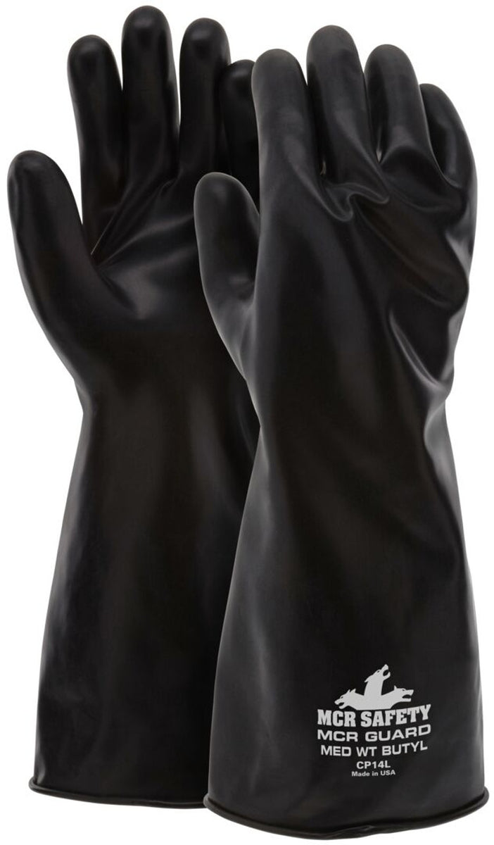 MCR 14 Inch Butyl Rubber Gloves - 25 mil - Smooth Finish - Gauntlet Ro